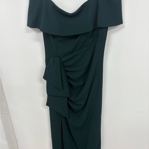 Xscape | Dresses | Xscape Green Asymmetrical Ruched Cocktail Gown ...